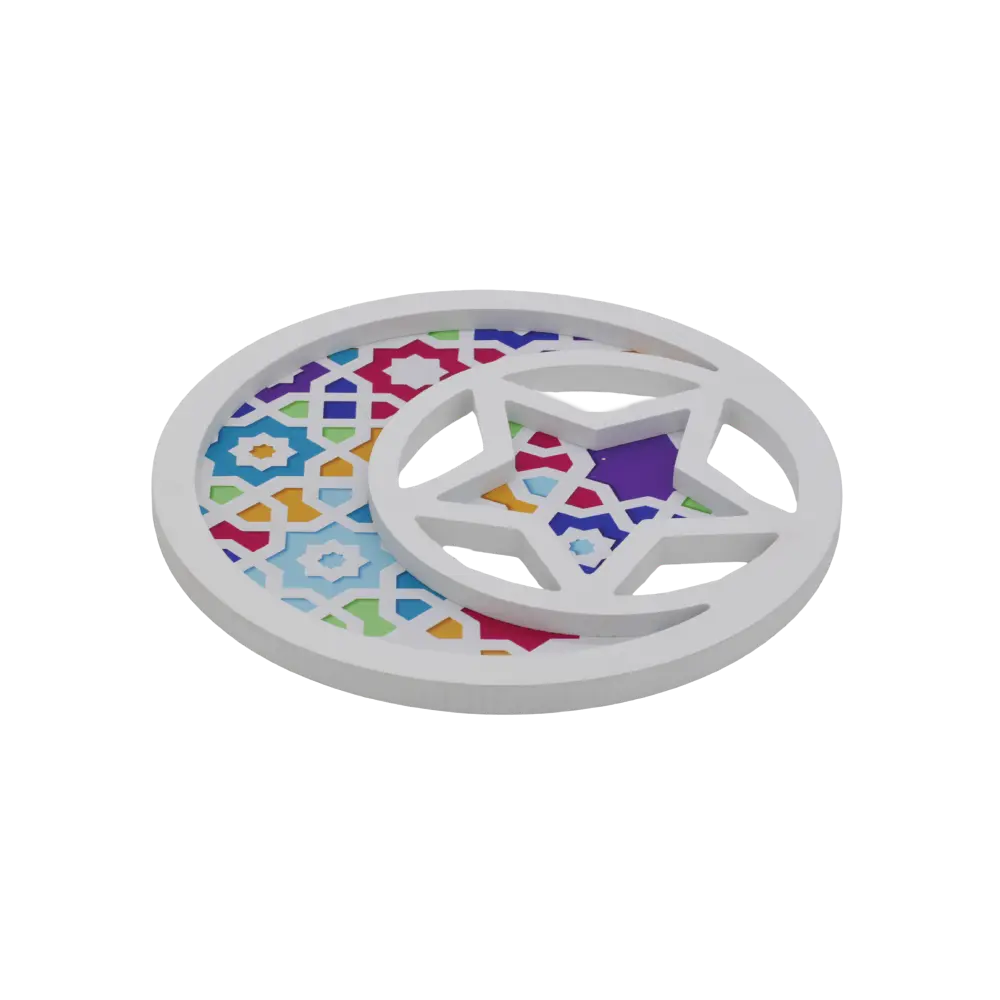 Ramadan 30x30cm Colors & White Crescent with Star Plate – Freeshop