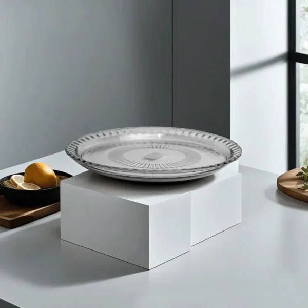 164297 - Transparent Glass 32cm Round Serving Plate - FreeShop