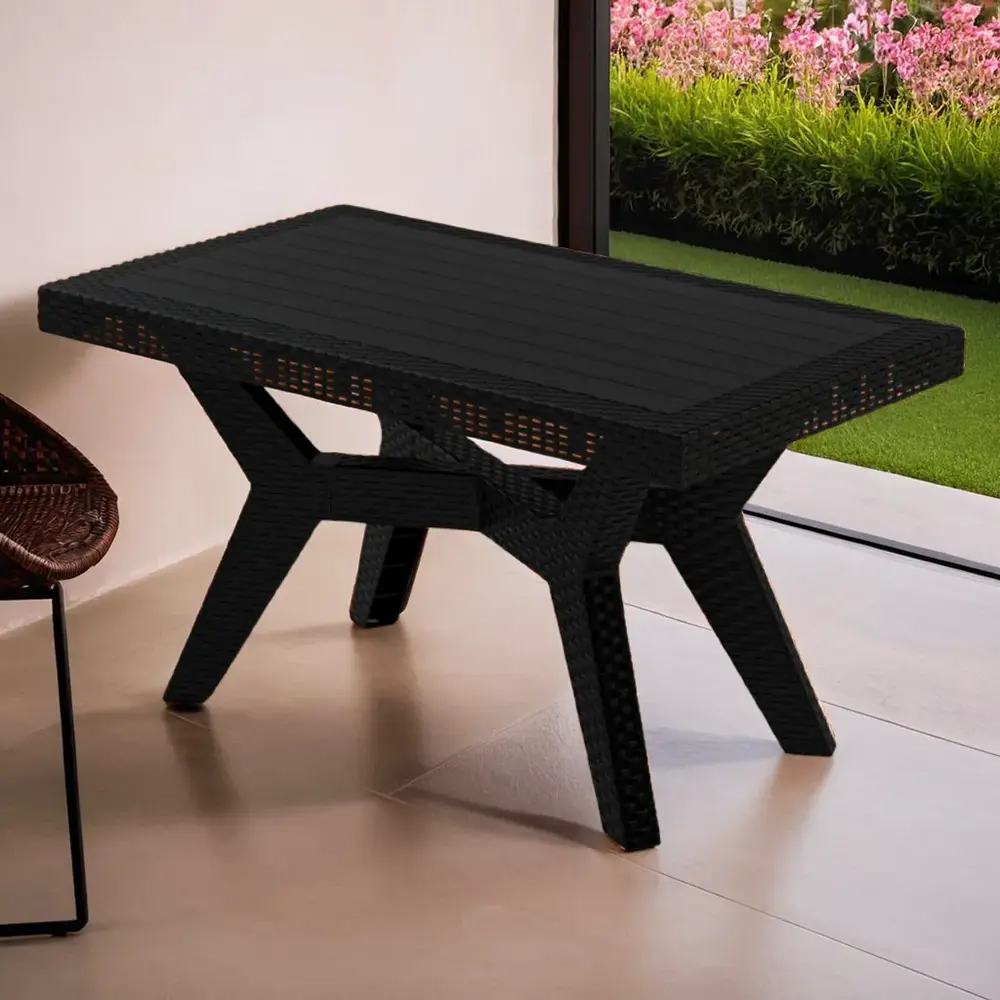 3M Plast Aura 135×80×75cm Rectangular Black Plastic Table - Freeshop