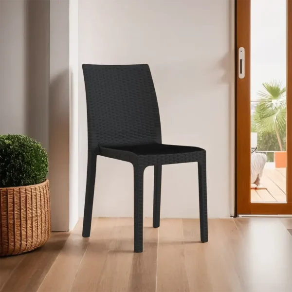 5283018307055 - 3M Plast Queen 45×55×88cm Black Plastic Rattan Chair ...