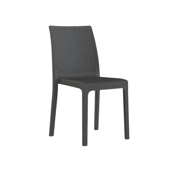 3M Plast Queen 45×55×88cm Charcoal Grey Plastic Rattan Chair – Freeshop