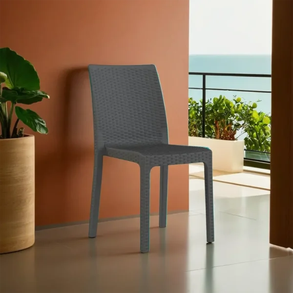 3M Plast Queen 45×55×88cm Charcoal Grey Plastic Rattan Chair – Freeshop