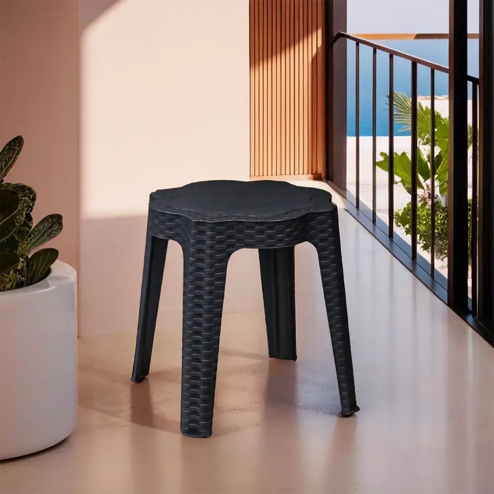 3M Plast Sephora 42×42×43cm Charcoal Grey Round Plastic Table - Freeshop