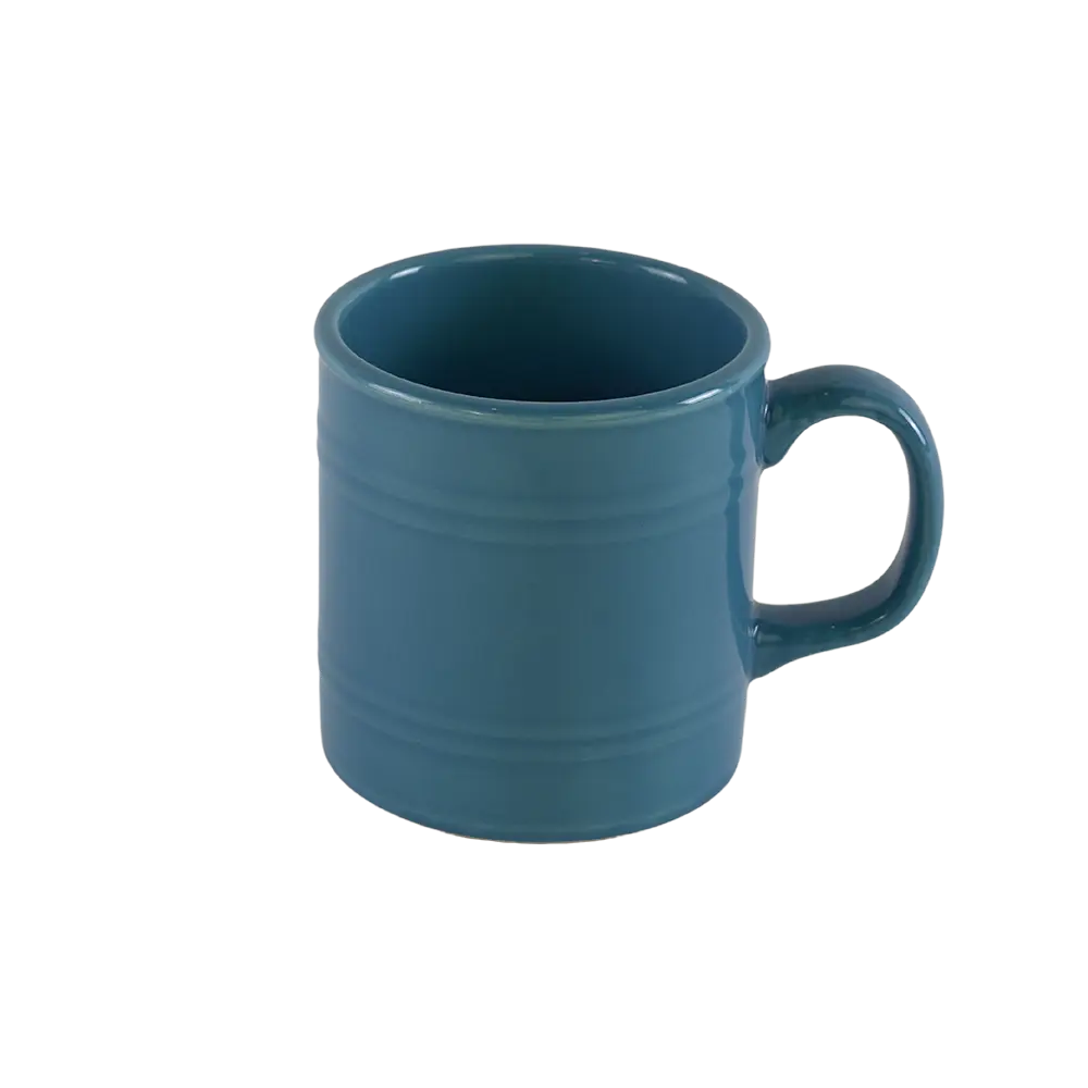 Ceramic Barrel Shaped Blue Mug with Handle – Freeshop