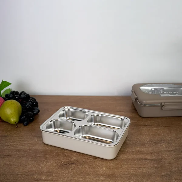 Gourmet Stainless 4 Sections Beige Lunch Box – Freeshop