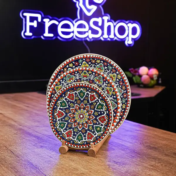 62600001027 - Handmade 3pcs Mandala Design Plates Set - FreeShop