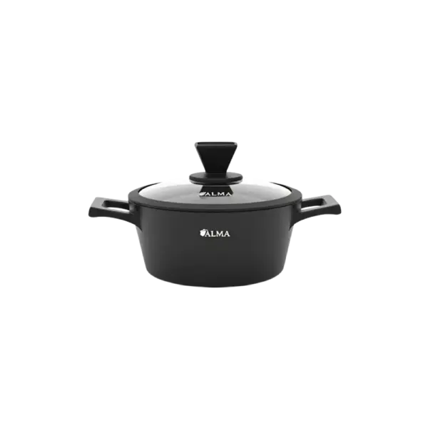 2706212365897 - ALMA Premium 23 cm Aluminum Cooking Pot with Glass Lid ...
