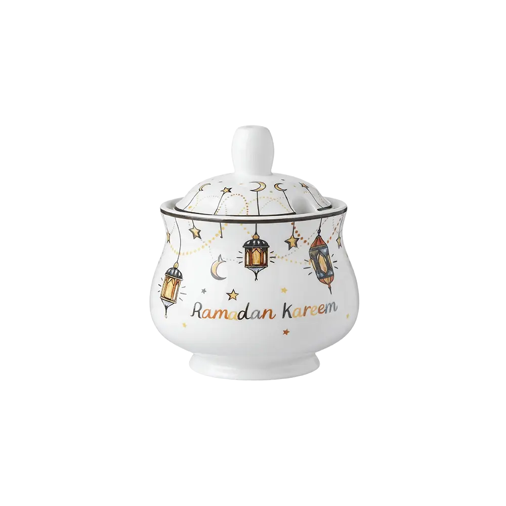 1234201628384 - Colored Ramadan Kareem Ceramic Sugar Bowl with Lid ...