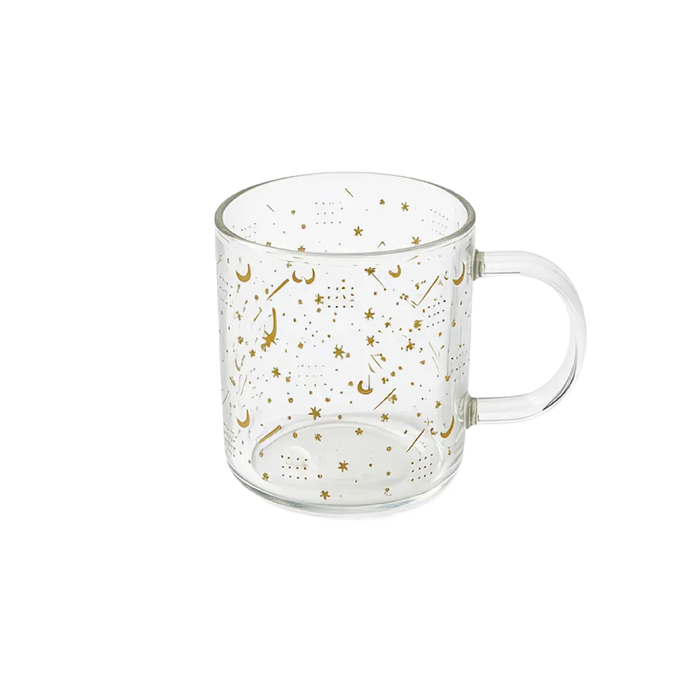 1234210675683 - Gold Crescent & Star Glass 250ml Transparent Mug - FreeShop