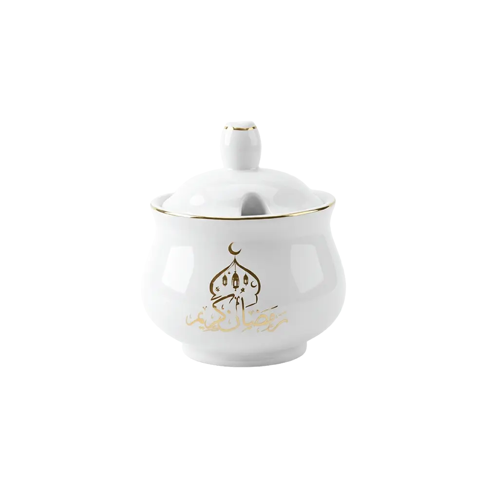 1234201628162 - Ramadan Kareem Ceramic Sugar Bowl with Lid - FreeShop