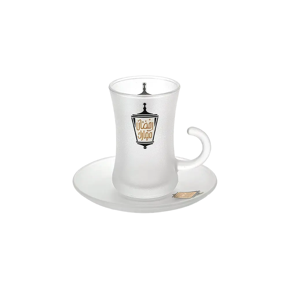 1234201626496 - Ramadan Lantern 6pcs Glass Tea Cup & Saucer Set - FreeShop
