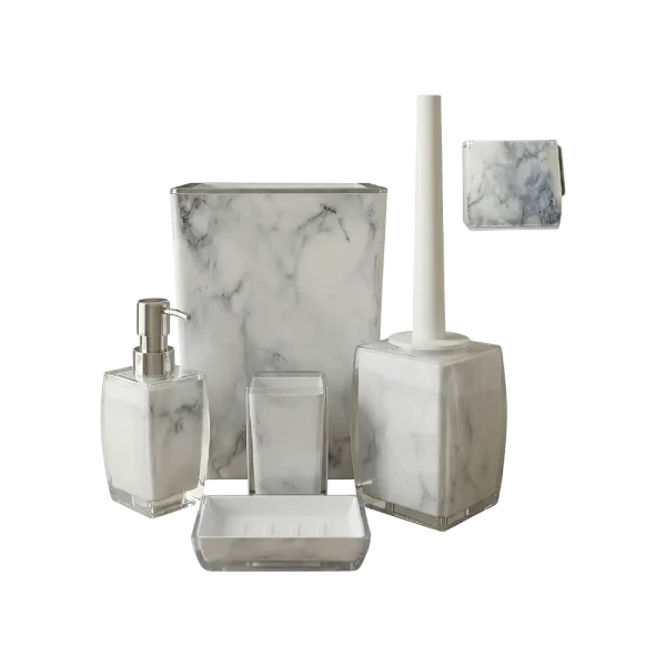 6262922906127 - Marble Design Bathroom Accessories Set 6-Piece - Square ...